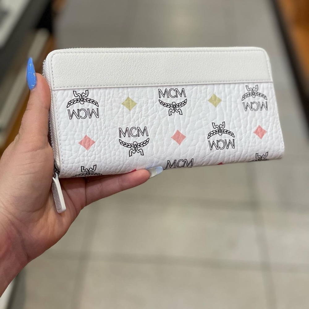 On Sale! Authentic Mcm White Color Large Size Wallet … - Gem